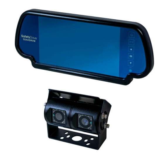 RV Mirror Kit: Monitor 7 Inch Mirror + Camera Dual Black AHD - Safety Dave