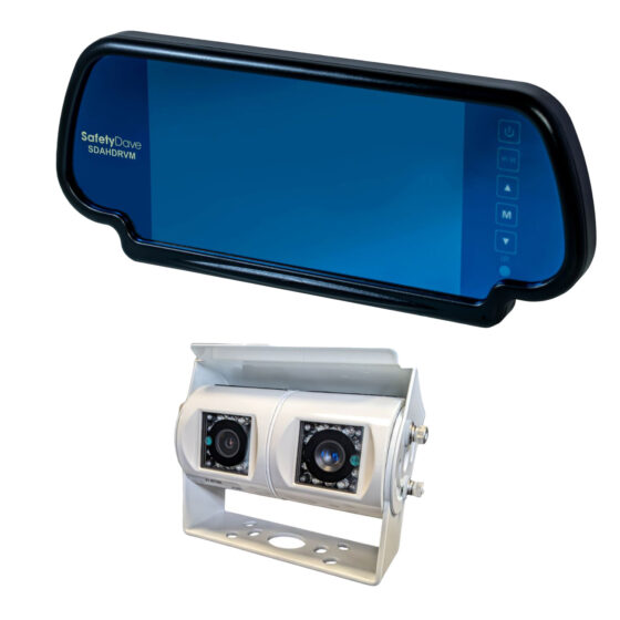 RV Mirror Kit: Monitor 7" Mirror + Camera Dual White AHD | SafetyDave