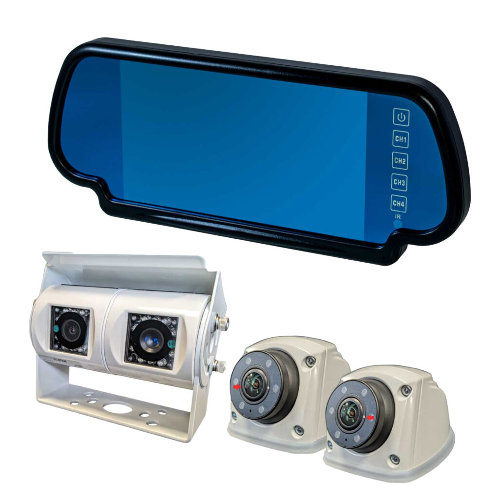 RV Mirror Kit: Monitor 7" Mirror Quad + Camera Dual White, LH Side ...