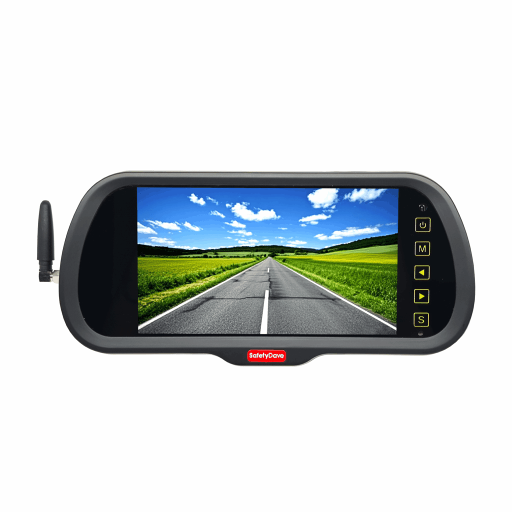 Wireless Rear Vision Mirror Kit - 7" Mirror Monitor + Square Black ...
