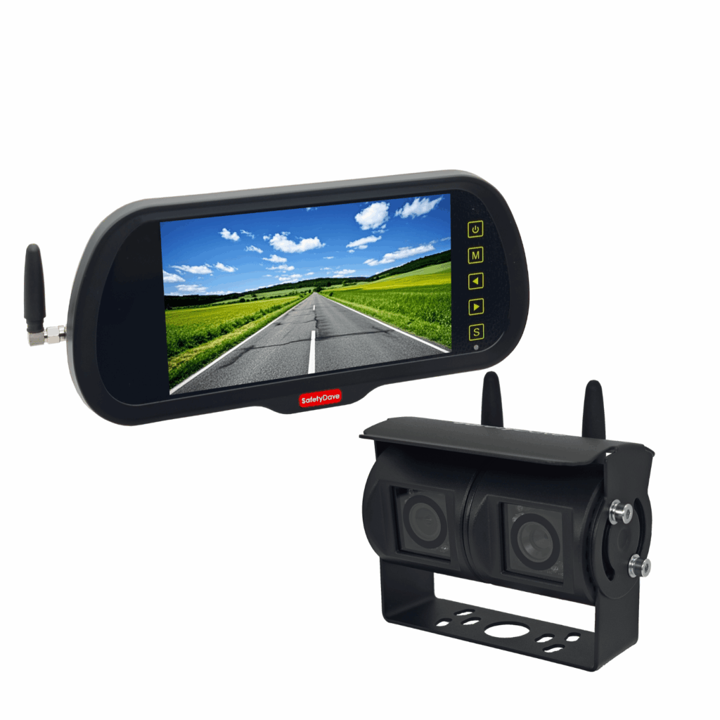 Wireless Rear Vision Mirror Kit - 7" Mirror Monitor + 120°/45° Dual ...